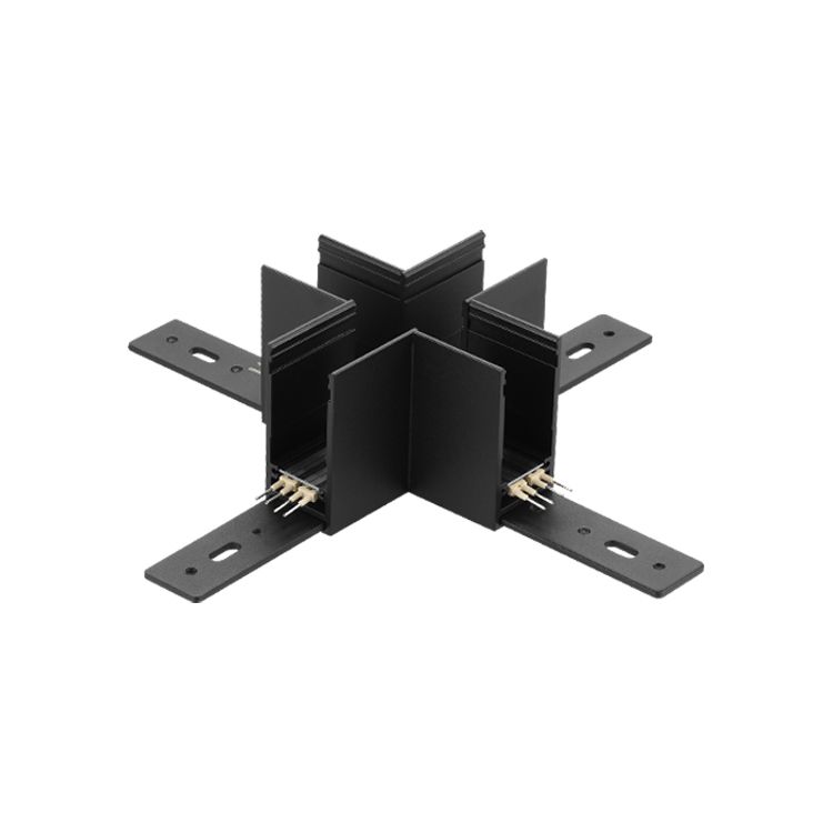 X-Shape Corner Connector for Black Magnetic Light Track, Surface Mount