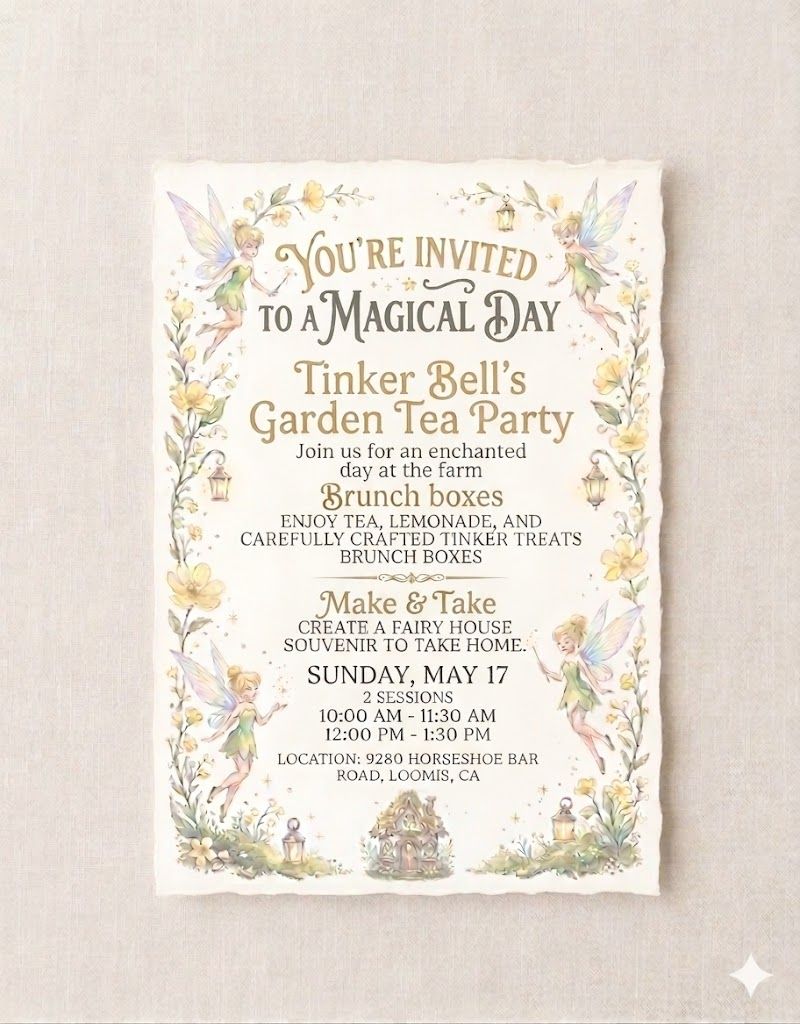 Tinker Bell's Garden Tea May 17th 10:00 AM-11:30 AM