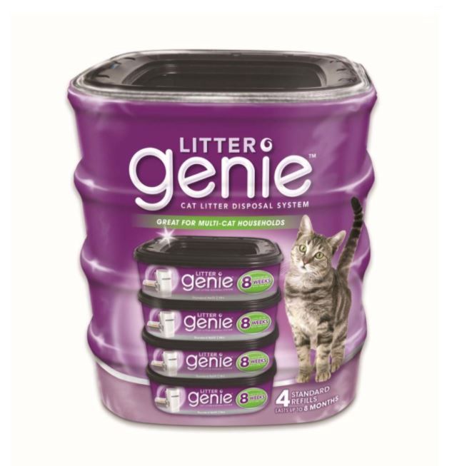 Litter Genie-Cat Litter Disposal System Standard Refill- Black 4 Pack