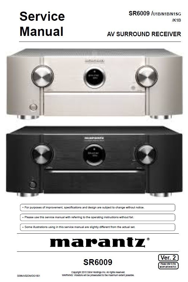 Marantz SR6009 AV Receiver Service Manual