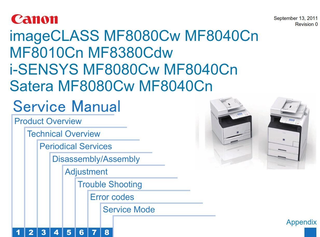 Canon imageCLASS iMF8080 8040 8010 8380 Service Manual
