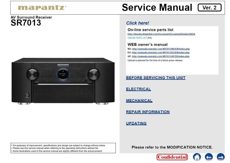 Marantz SR7013 AV Receiver Service Manual Repair Guide