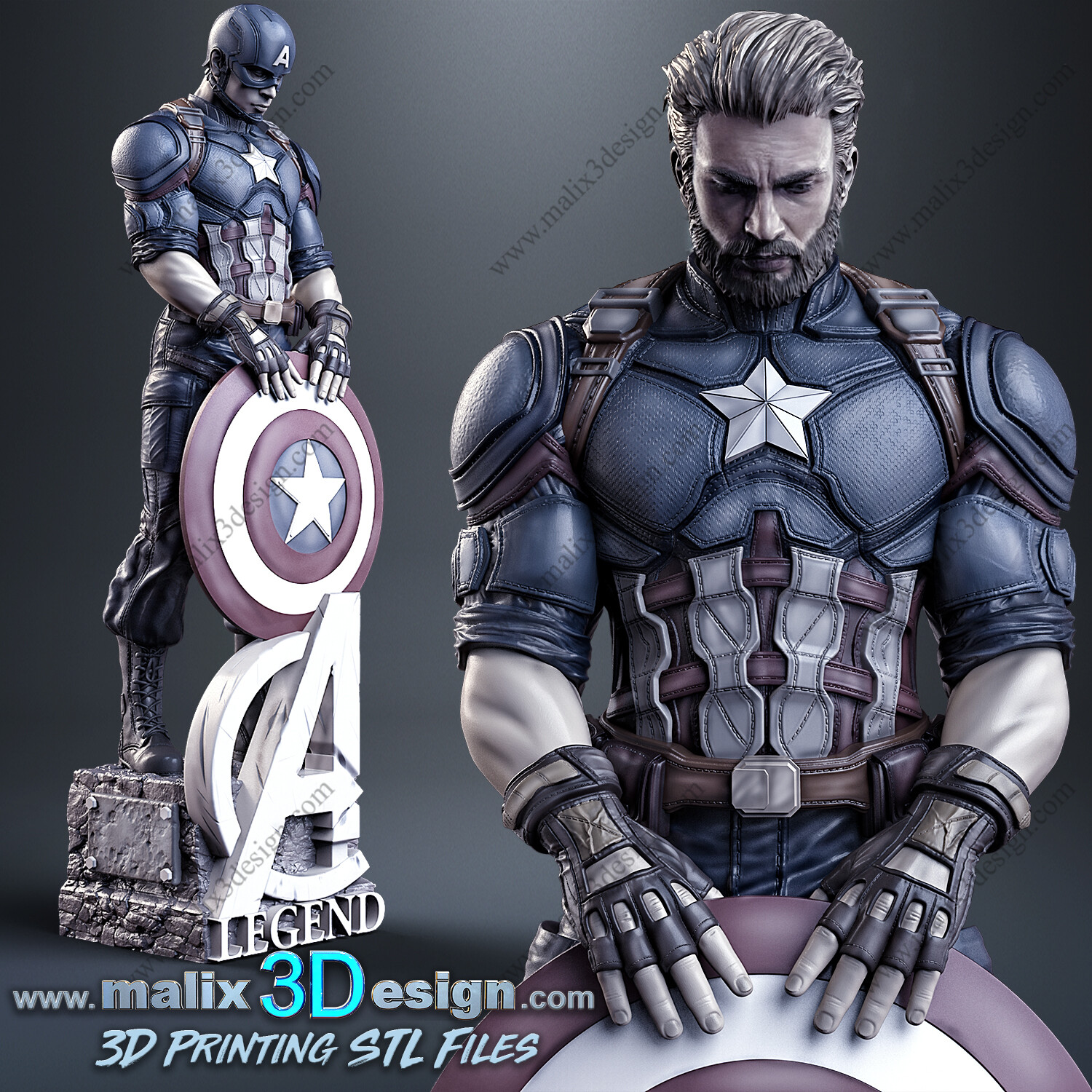 Captain America ( full figure ) - STL Files
