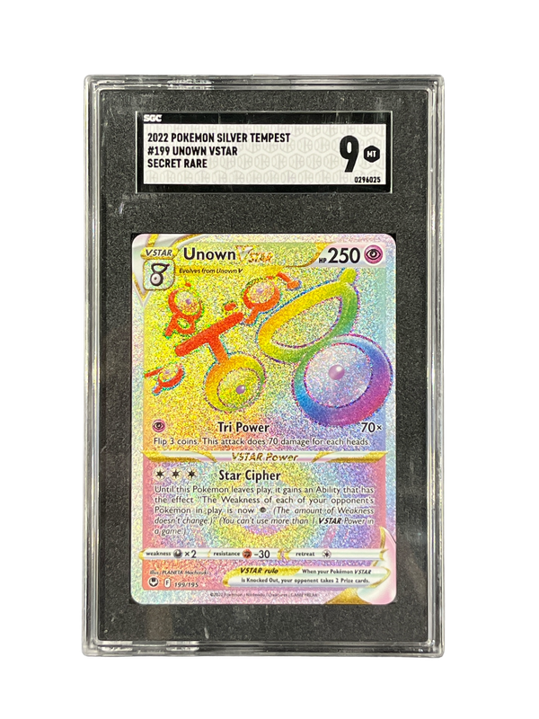 2022 Pokemon Silver Tempest #199 Unown Vstar Secret Rare Mint 9