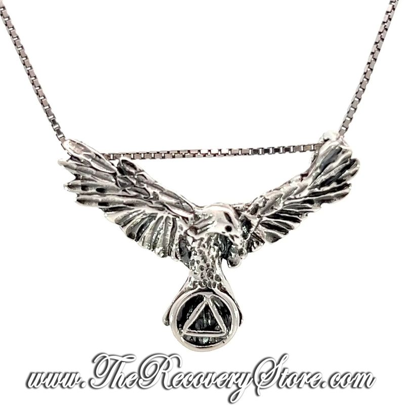 Sterling Silver AA Symbol on the Tail Feathers of an Open Winged Eagle ...