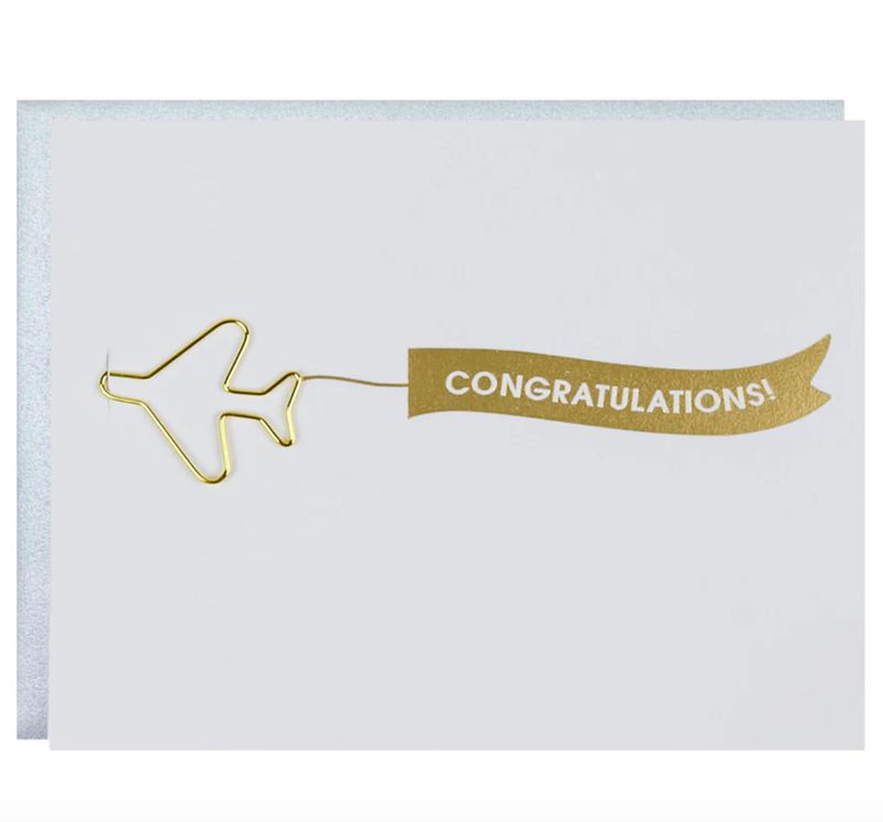 Congratulations Paperclip Plane Card