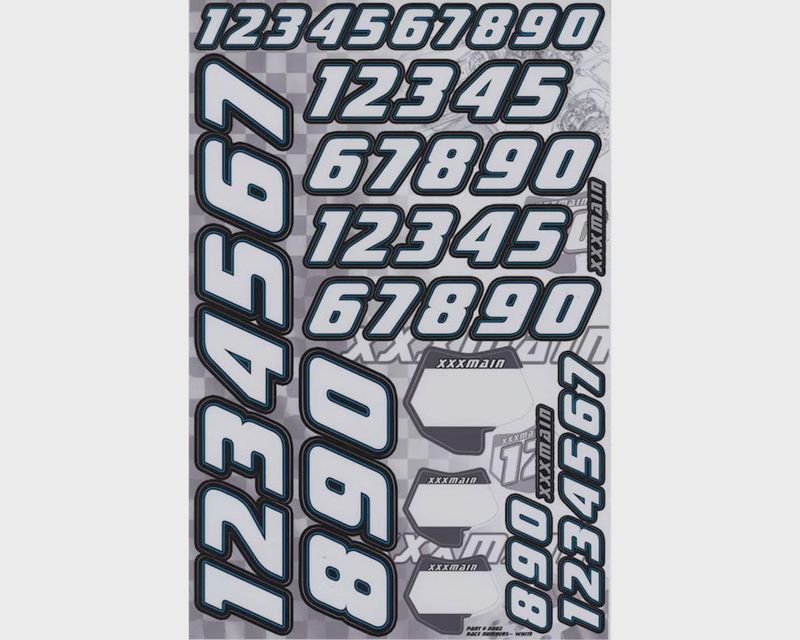 XXXN002, XXX Main Decals Race Number White