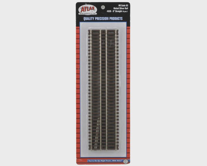 ATL520, Atlas Railroad HO-Gauge Code 83 Snap-Track 9" Straight (6)