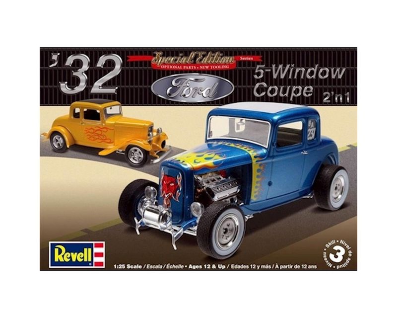 Revell Germany 1/25 '32 Ford 5 Window Coupe 2n1 Model Kit