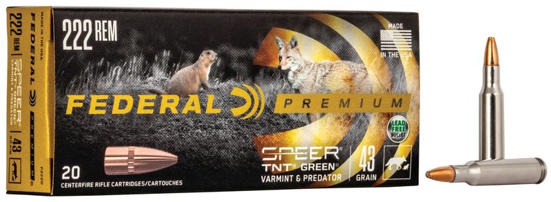 Federal 222 Rem 43 Grain TNT Green