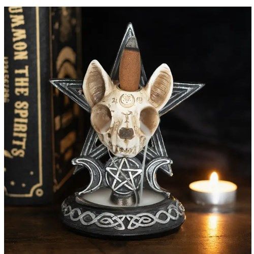 Backflow Burner - Gothic Cat Skull