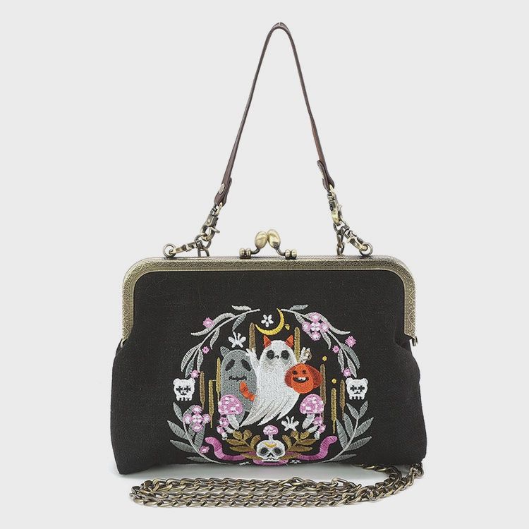 Purple Snake & Ghosts Wreath Kisslock Bag