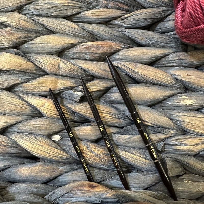 Lantern Moon Handcrafted EbonCable Needles Set includes sizes 3, 6, 8