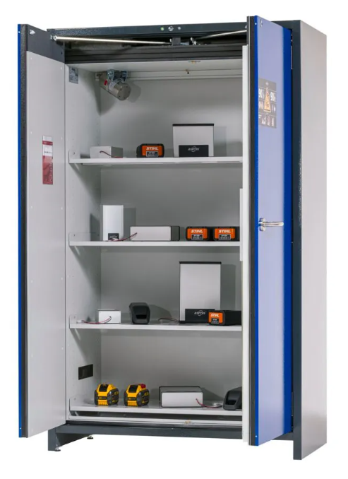 asecos Lithium-ion battery storage cabinet SafeStore-Pro, 4 shelves, W ...