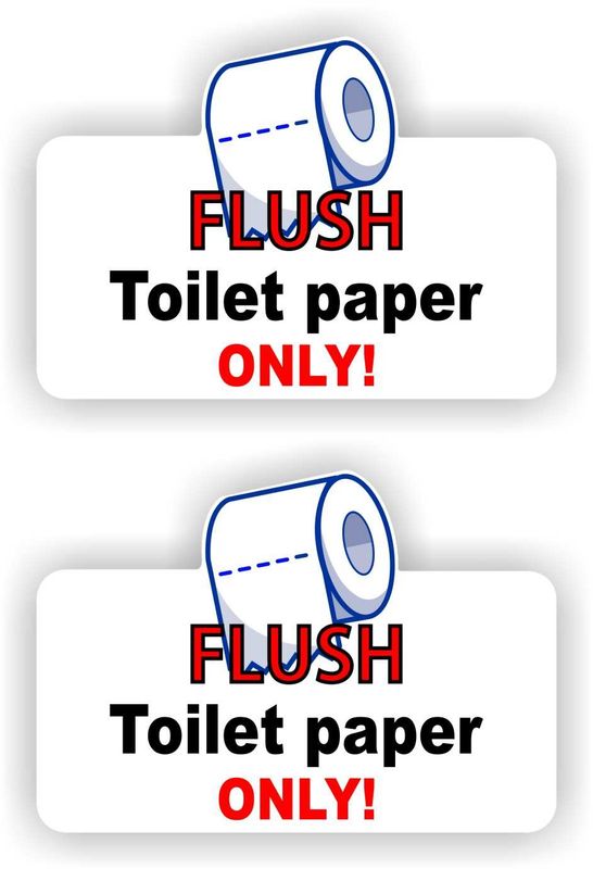 Flush toilet paper only set 2 stickers.