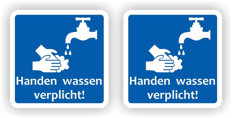 Handen wassen verplicht sticker set.