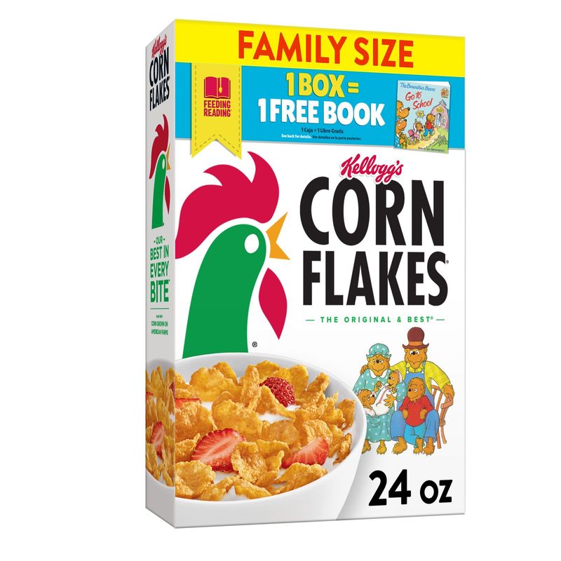 Kellogg's Corn Flakes Breakfast Cereal, Original, Fat Free Food, 24oz