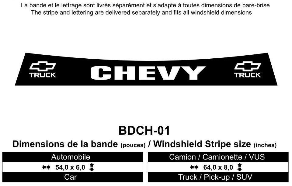 Bande Chevrolet Chevy Truck / Chevy Truck Windshield Decals - Boutique ...