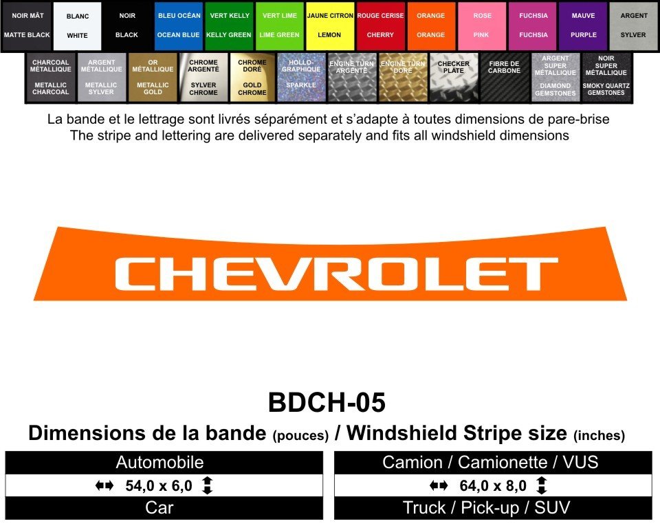 Bande Chevrolet / Chevrolet Windshield Decals - Store - Stickermania