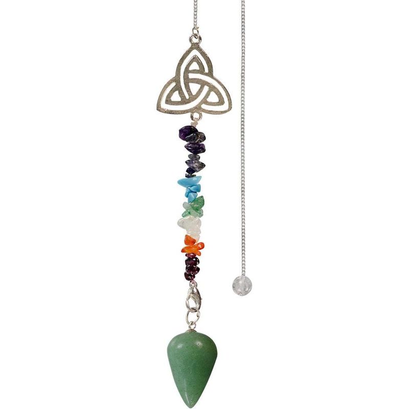 Curved Pendulum - Green Aventurine with Chakra Triquetra