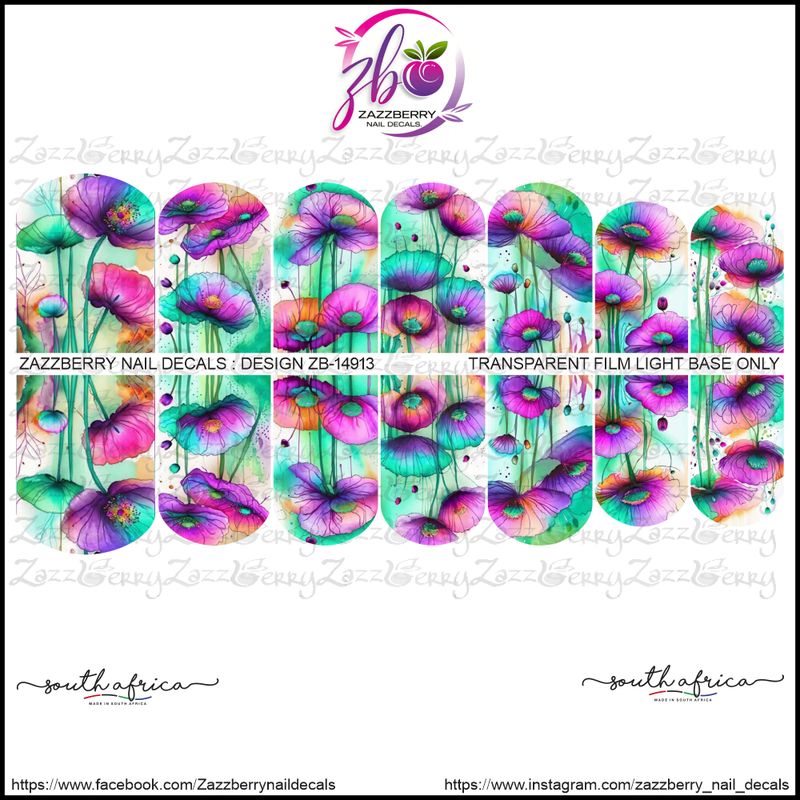 Watercolor Poppy Nail Decals – Floral Water Slide Nail Art