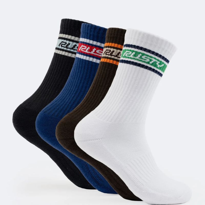 RUSTY MENS PIT CREW MID CALF 4-SOCK PACK - MULTI 2