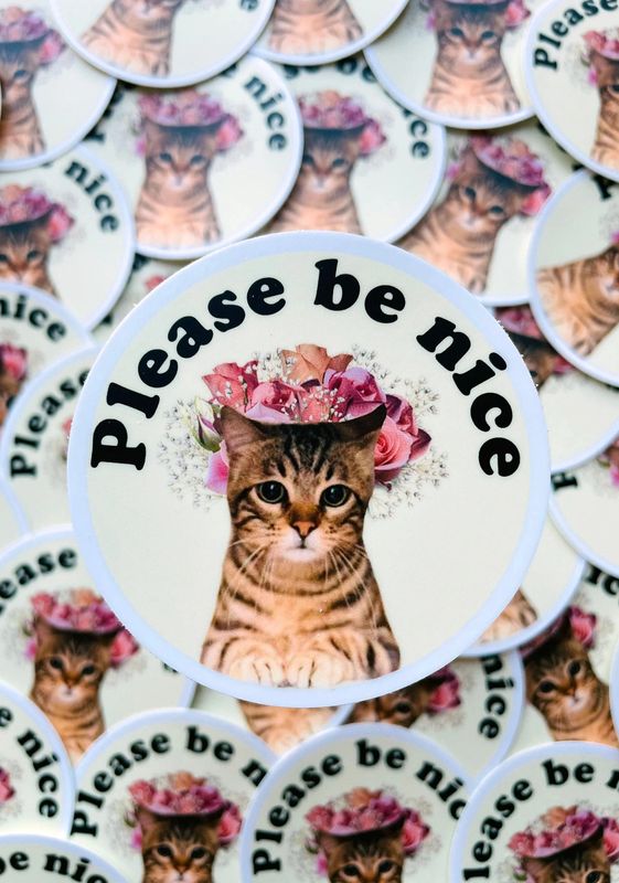 Please Be Nice Cat Sticker