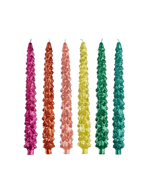 Metallic Tree Taper Candle Assorted