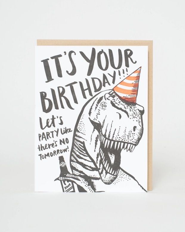 T-Rex It’s Your Birthday Let's Party Card