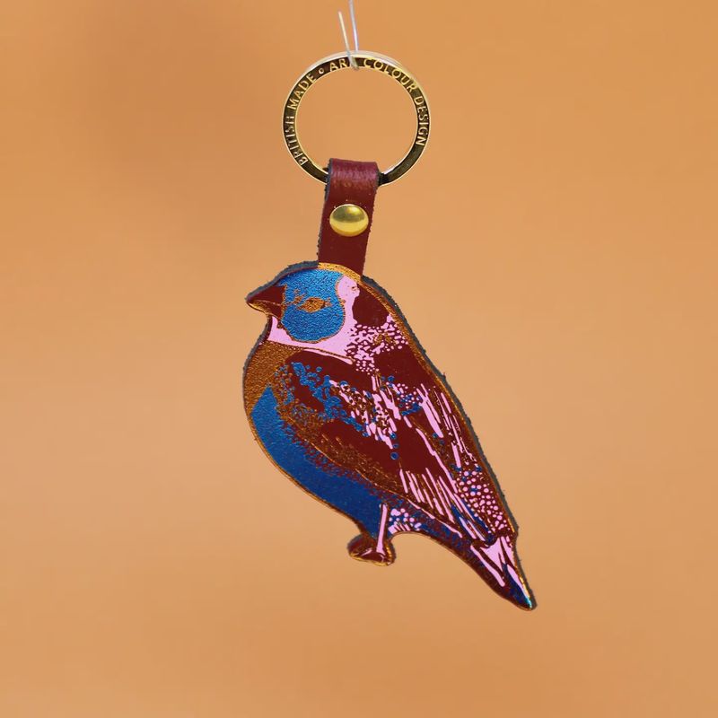 Maroon Dark Red Finch Bird Key Fob Keychain