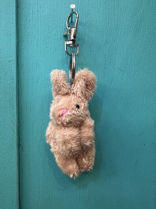 Small Beige Stuffed Rabbit Pocket Pal Keychain