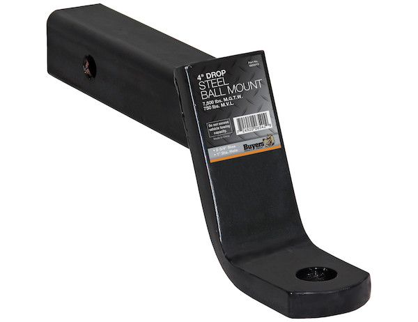 2 Inch Ball Mount With 4 Inch Drop x 10 Inch Long Tube Black