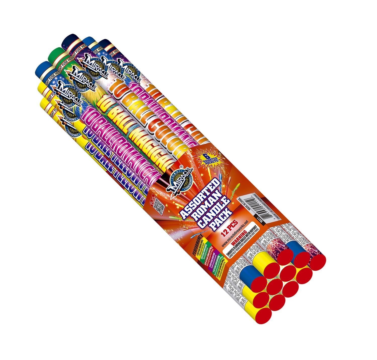 ASSORTED ROMAN CANDLE PACK 6 ASSORTED EFFECTS