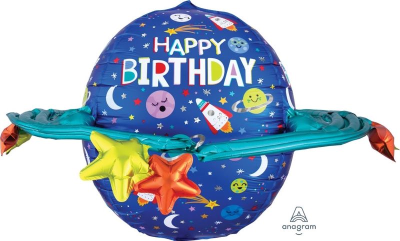 29" Happy Birthday Colorful Galaxy Saturn (1170)