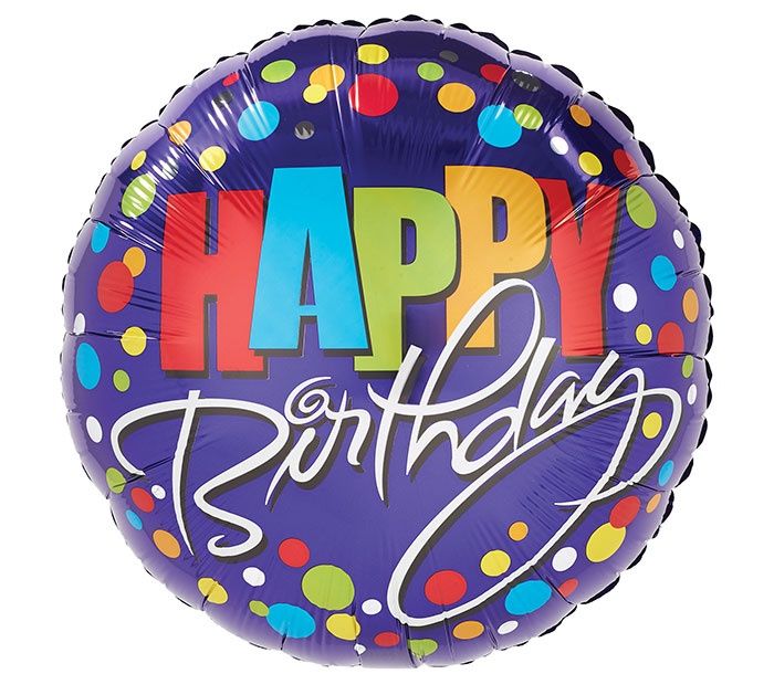 17" HBD Birthday Dots On Blue