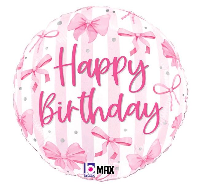 18" HBD Pretty Pink Bow,-