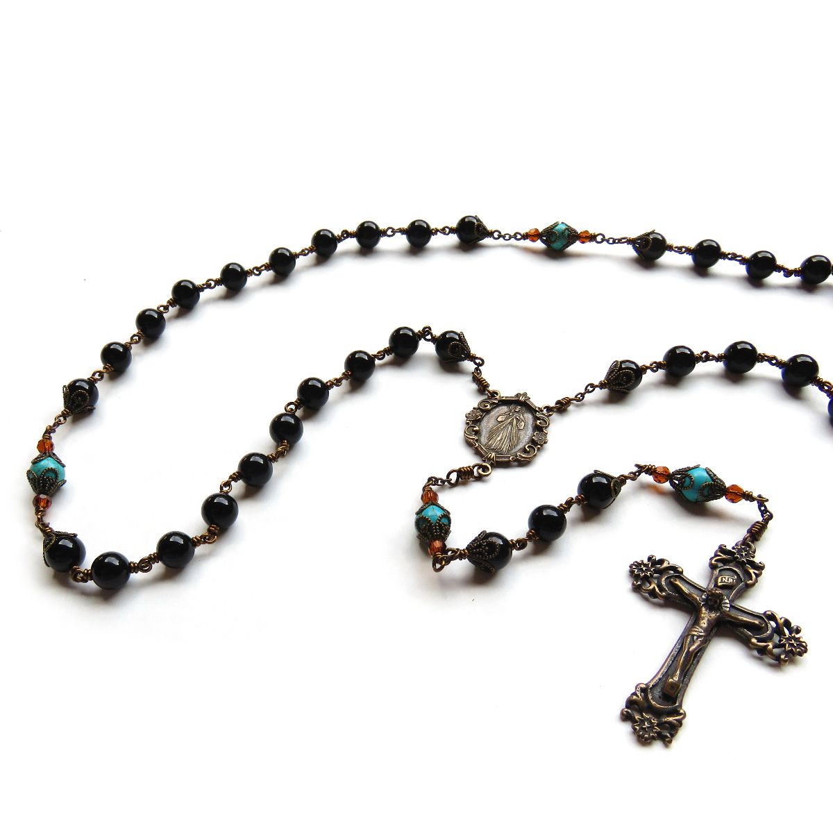 Divine Mercy Wire-Wrap Bronze Rosary - Store - Bethlehem Priory Online Shop