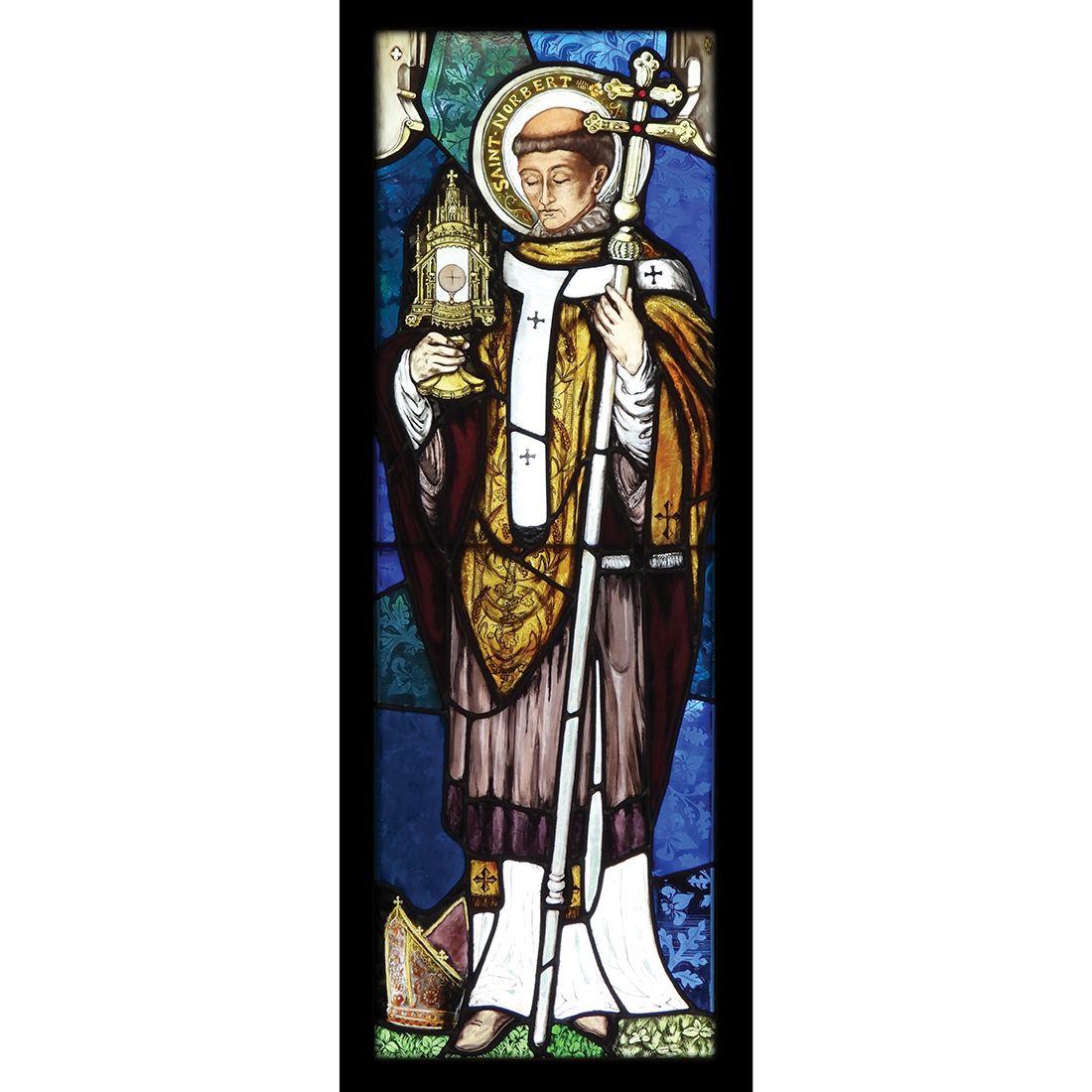 St. Norbert Stained Glass Window Flat Note Card - Store - Bethlehem ...