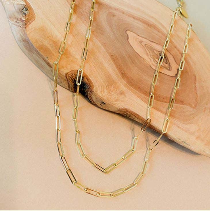 Double Paper Clip Chain Necklace