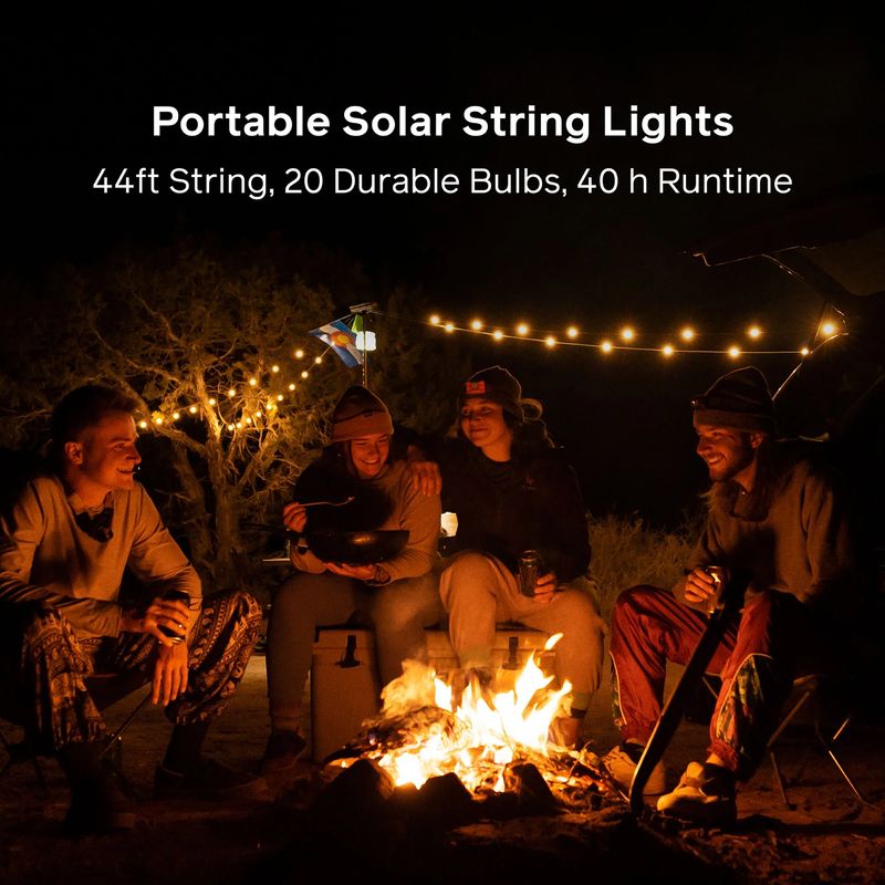 Luci Solar String Lights + Detachable Power Hub: White 44'