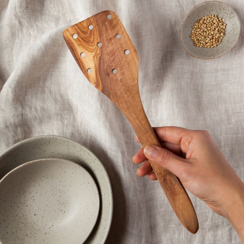 Olive Wood Strainer Spatula