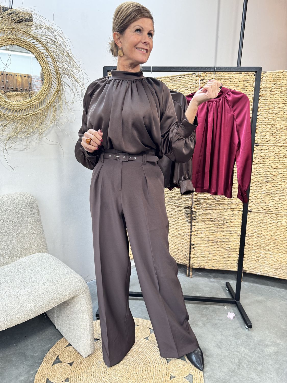 PANTALON CHOCO met RIEM - 18240