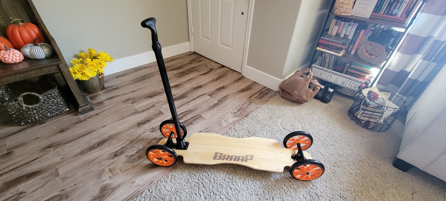 Big Wheel Bamboo Fiberglass Camber Longboard and Skate Handle COMBO