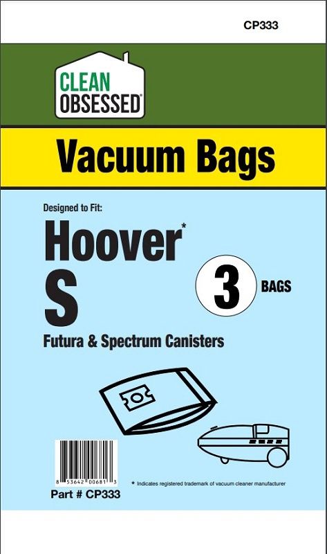 Bags, Paper, Type S, 3pk, Hoover Canister SK30080, Clean Obsessed