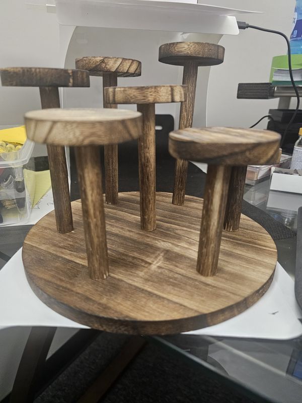large wooden stone display stand