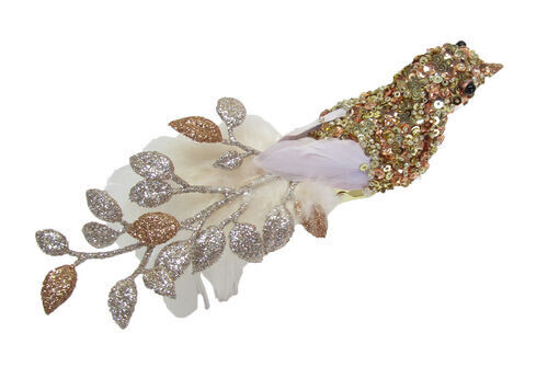 Ornament - Gold Glitter Bird Clip