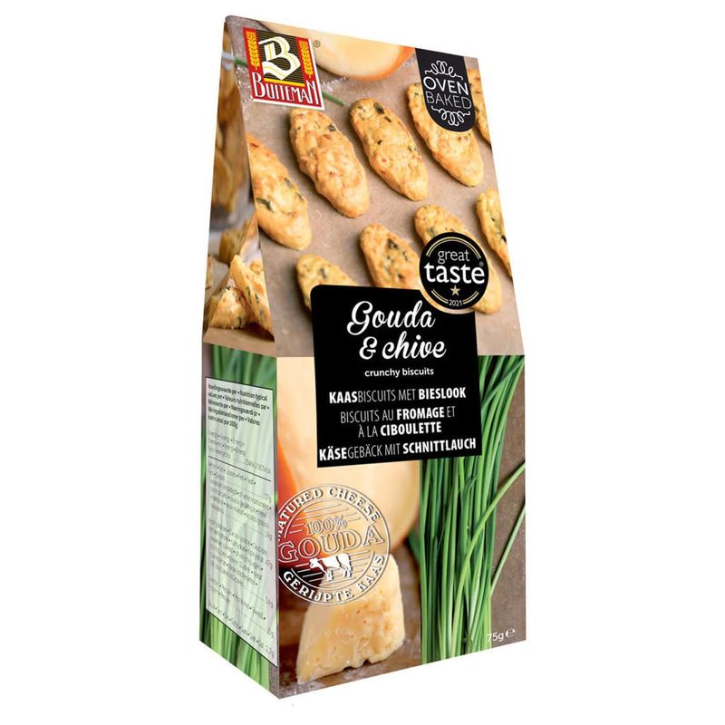 Buiteman - Gouda & Chive Biscuits 75g - box