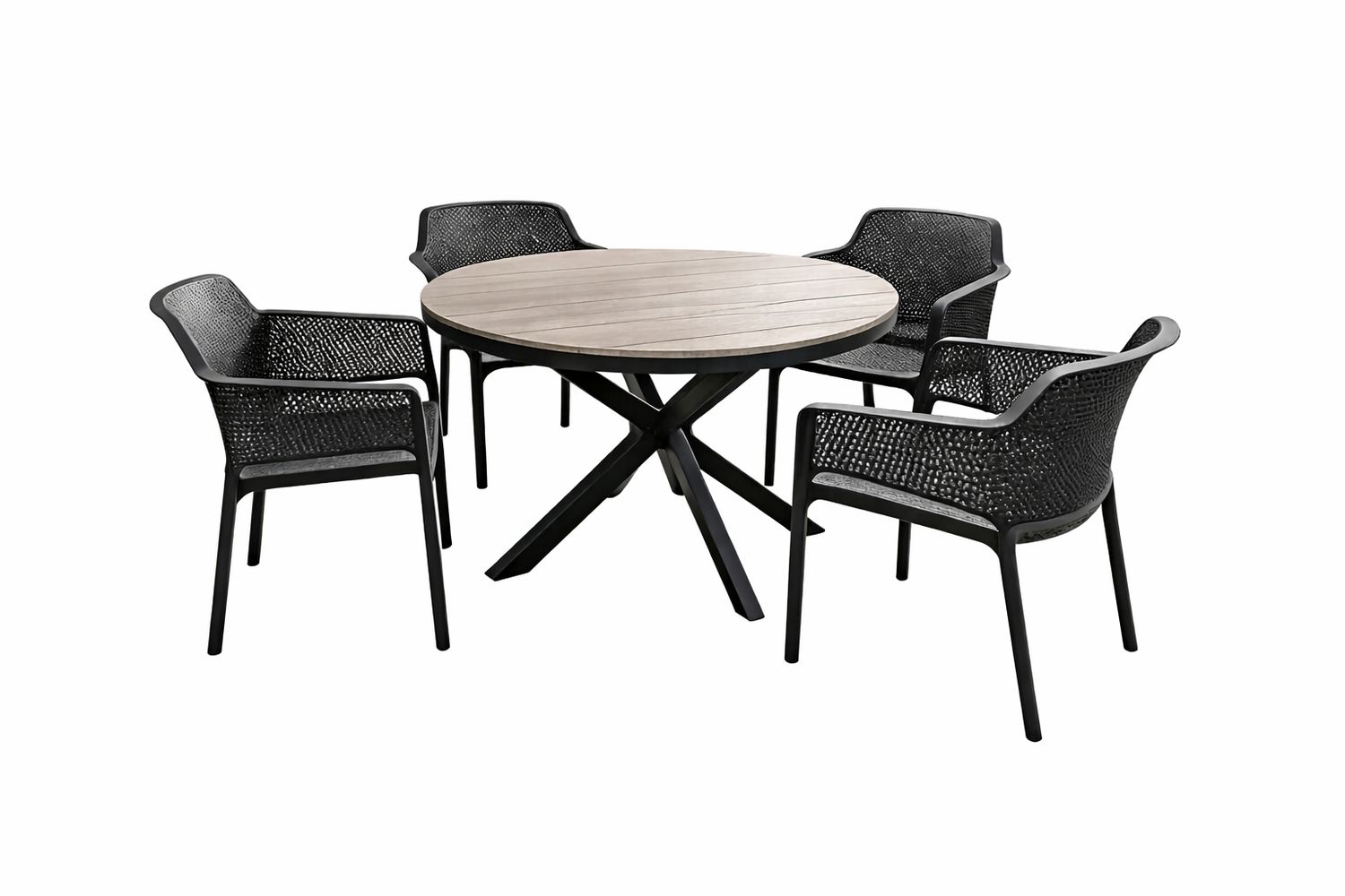 Martic Bailey Round Dining Set Gunmetal - 4 Chairs 1 Table