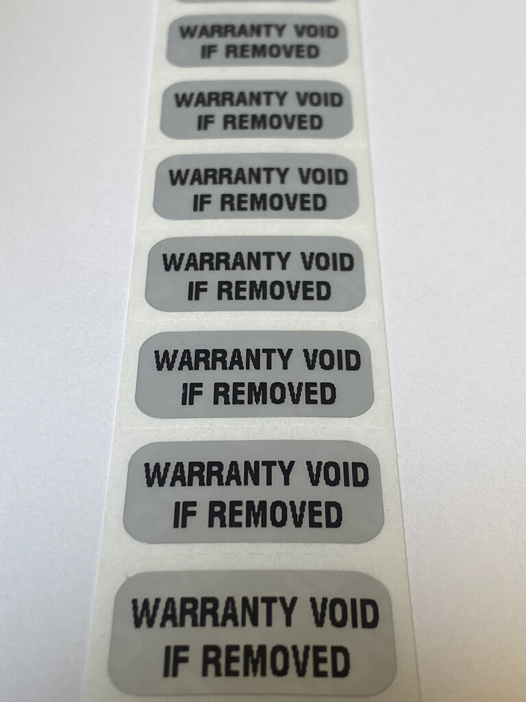 1 X .50 Inch Matte Silver Tamper Evident Warranty Void If Removed Label 1 X .50 Inch Matte Silver Tamper Evident Warranty Void If Removed Label