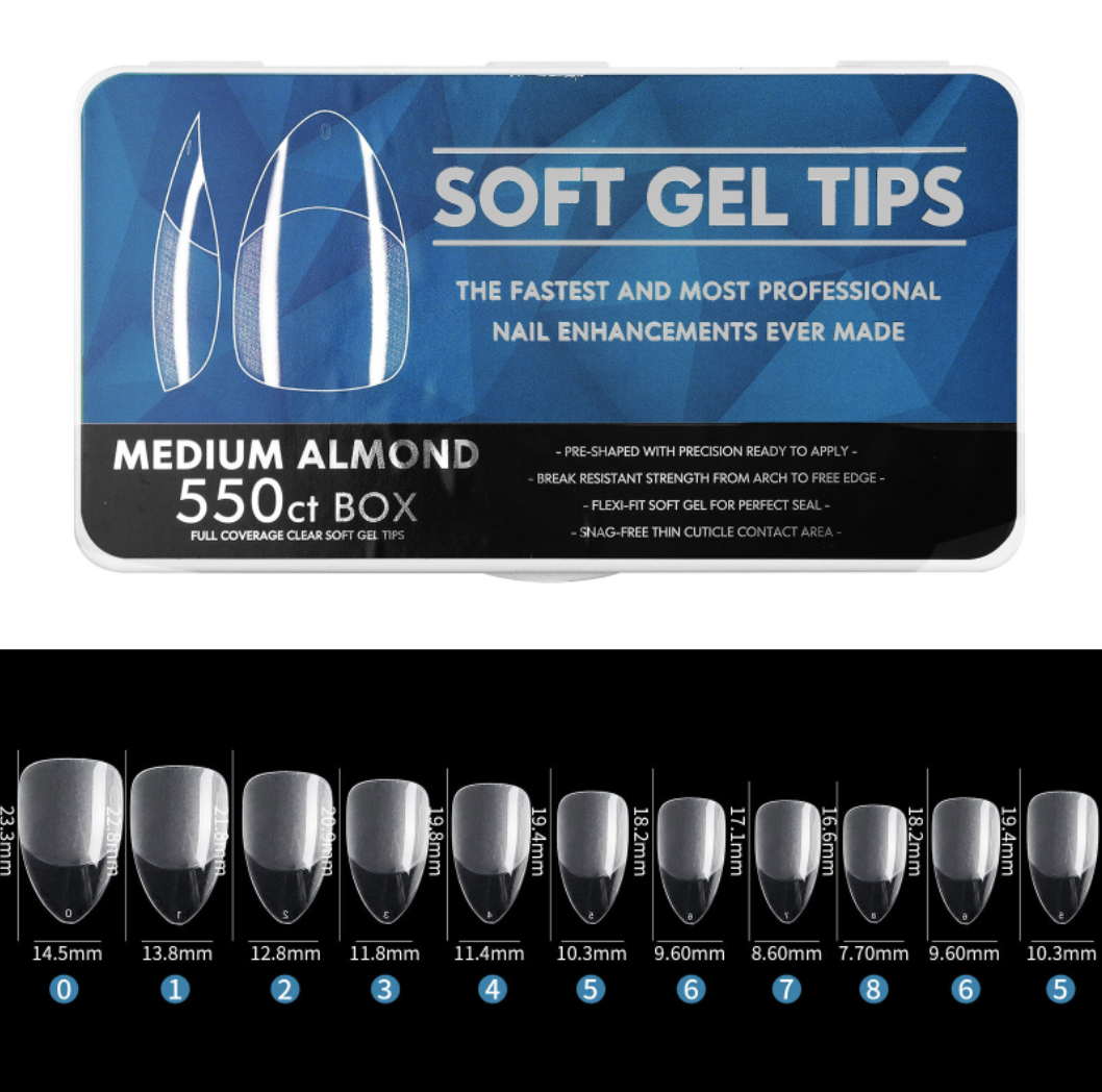Full Coverage Clear Soft Gel Tips Medium Almond 550PCS (4)